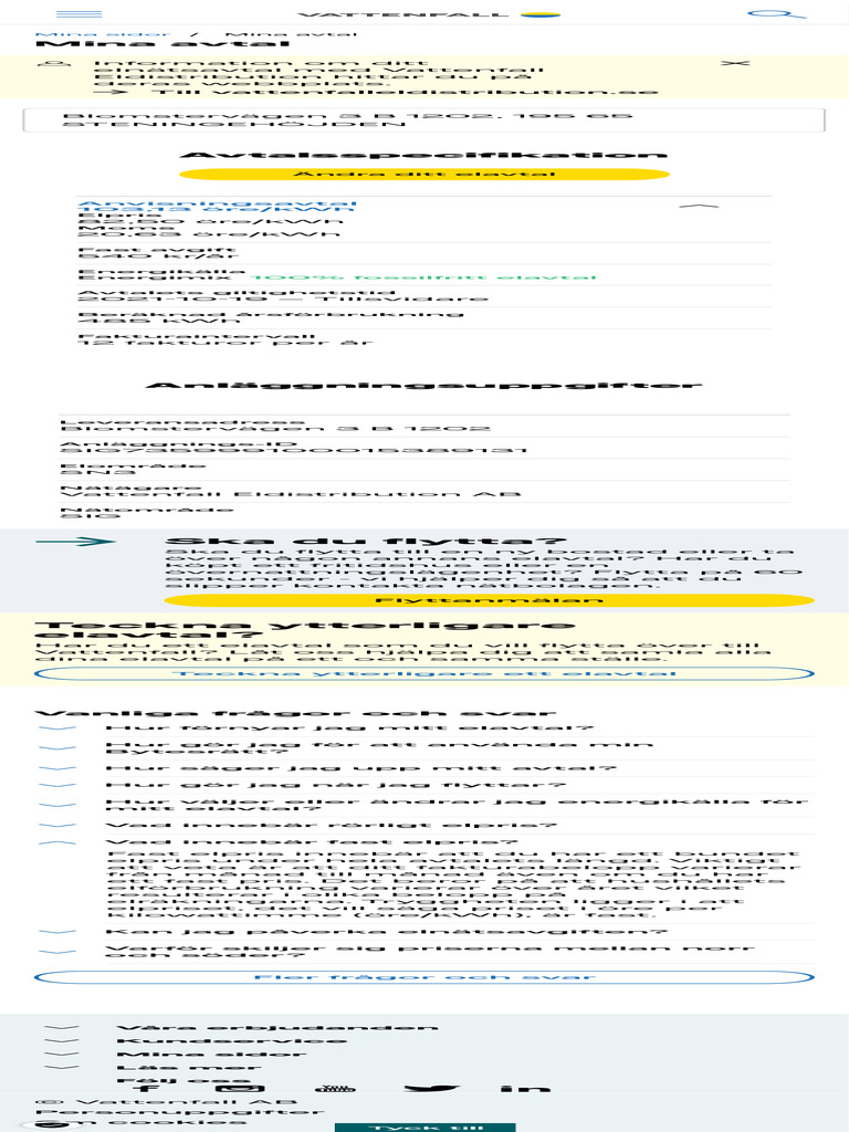 Mina Avtal - Vattenfall | PDF