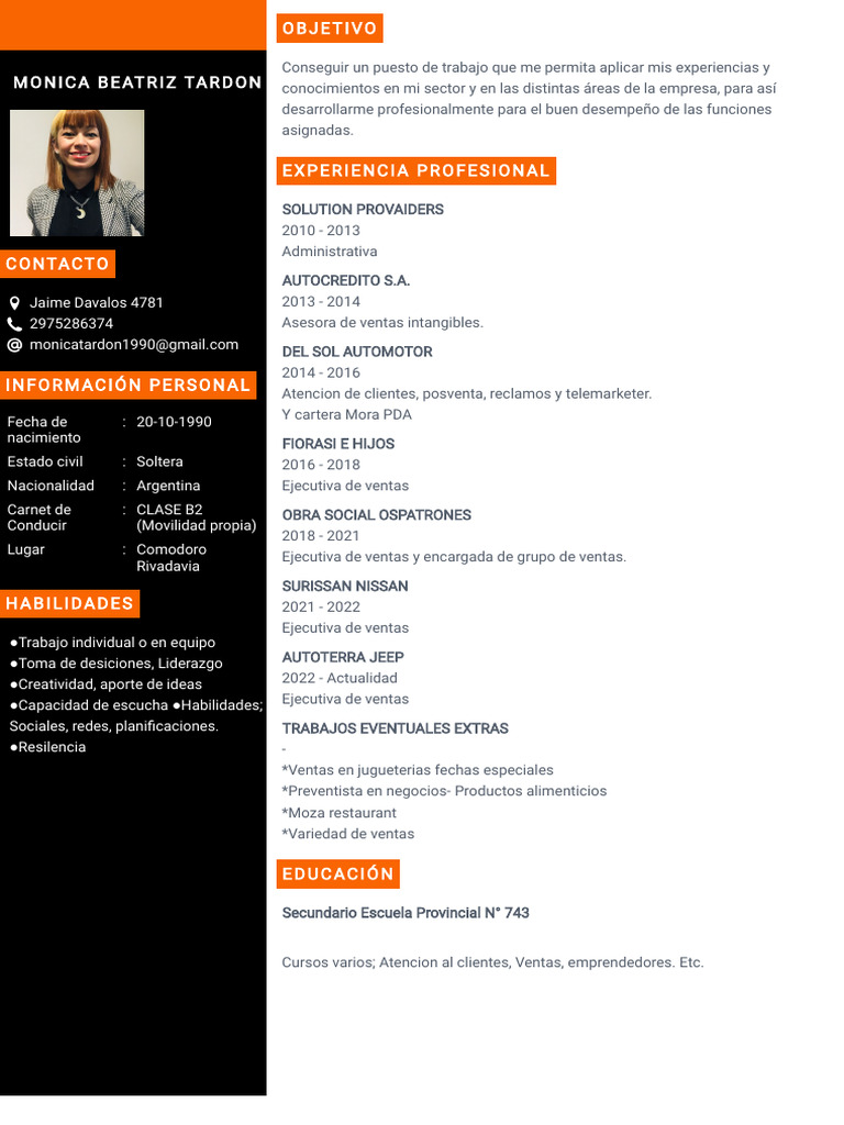 CV TARDON MÓNICA 2023 | PDF | Business | Economias