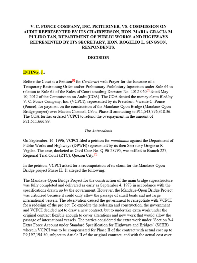 VC Ponce Co. vs. COA: Bridge Project Dispute | PDF | Appeal | Jurisdiction