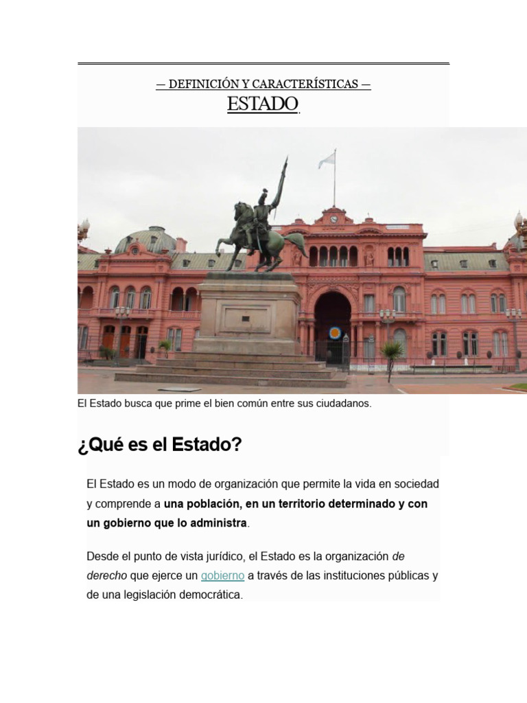 Definición y Características Del Estado | PDF | Estado (política ...