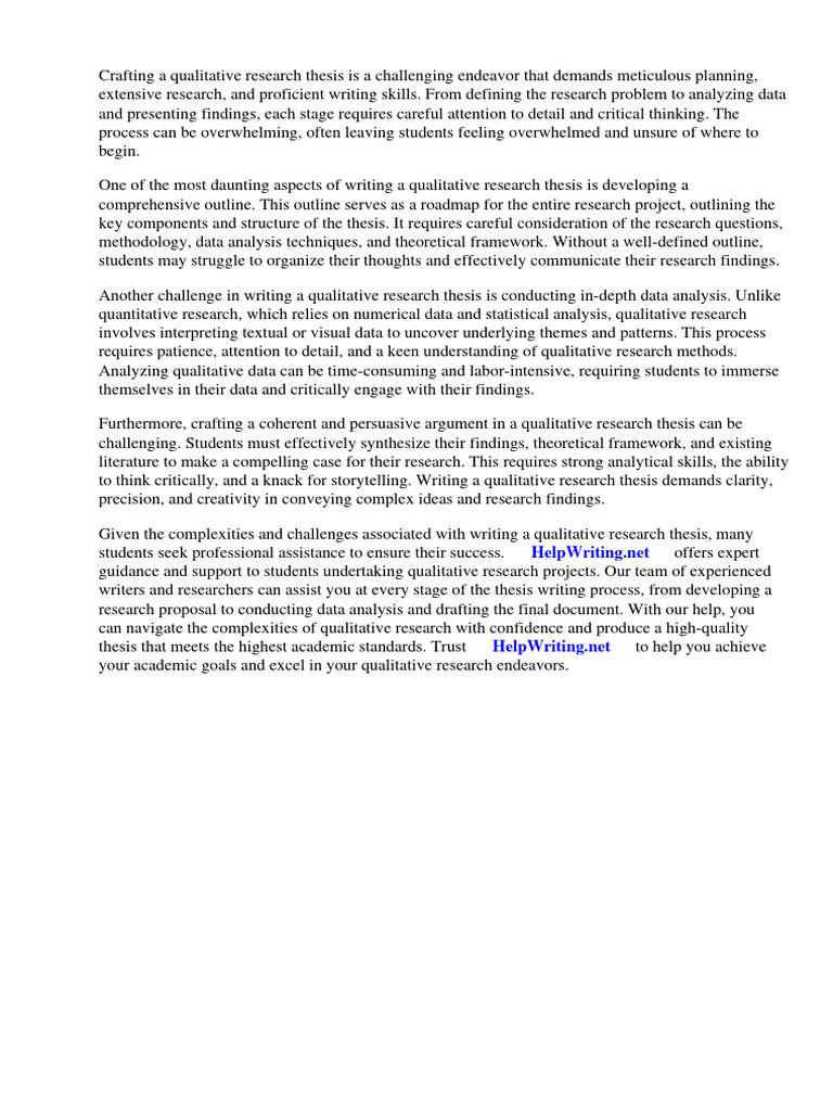 Qualitative Research Thesis Outline | PDF