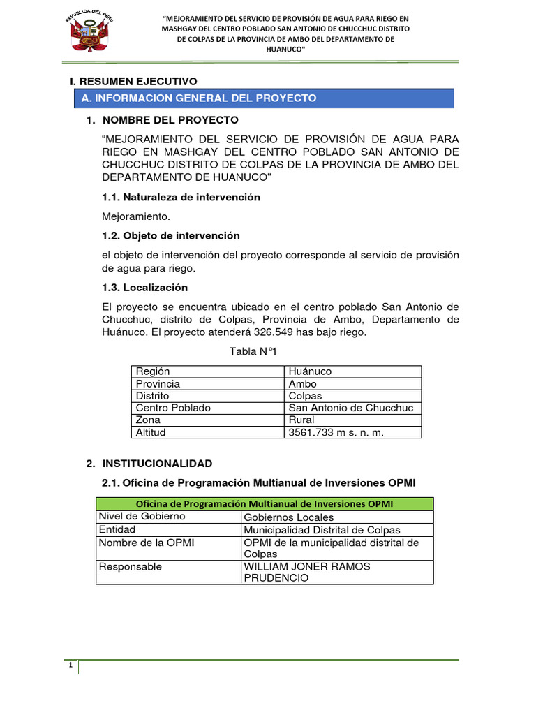 Mejora del Riego en San Antonio Chucchuc | PDF | Riego | Agua