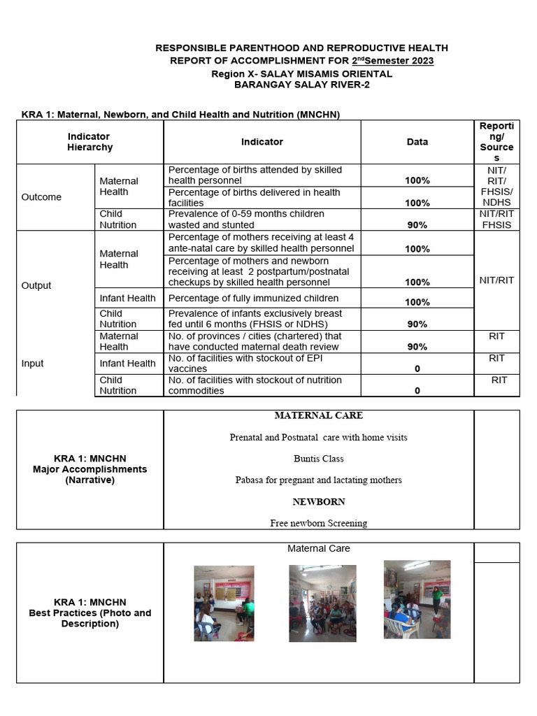 Barangay Alipuaton Rprh Kra Report | PDF | Maternal Health | Sexually ...
