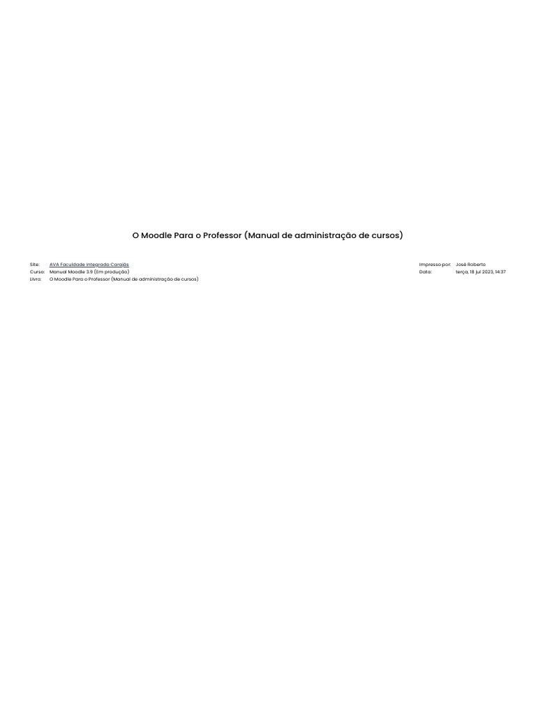 Manual do Moodle para Professores | PDF | Moodle | Janela (informática)