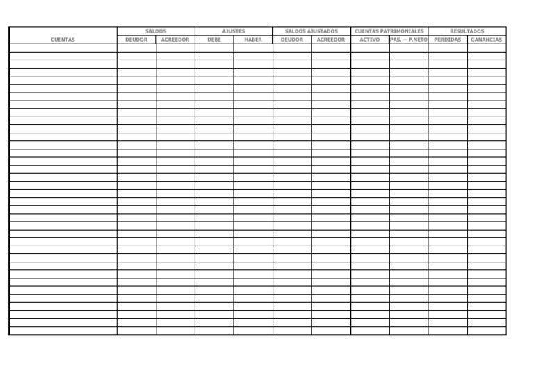 Hoja de Trabajo Contable 10 Columnas | PDF