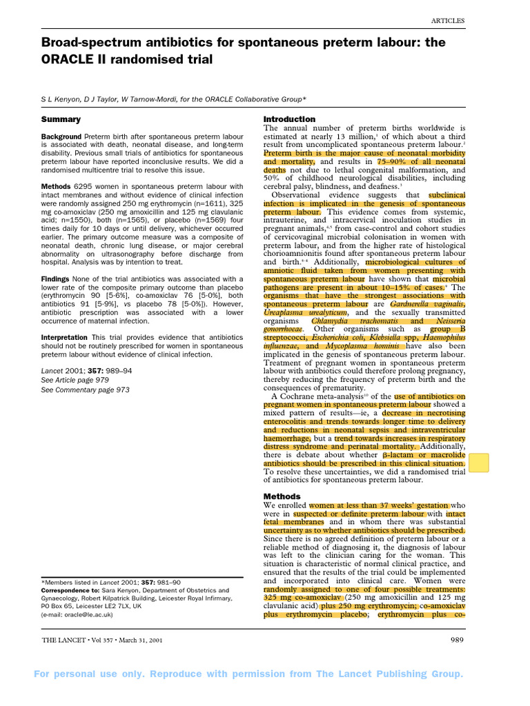 Oracle Ii | Download Free PDF | Preterm Birth | Childbirth