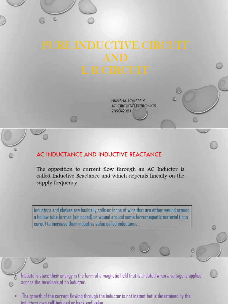 Pure Inductive Circuit AND L R Circuit: Nimisha Lonees K Ac Circuit ...