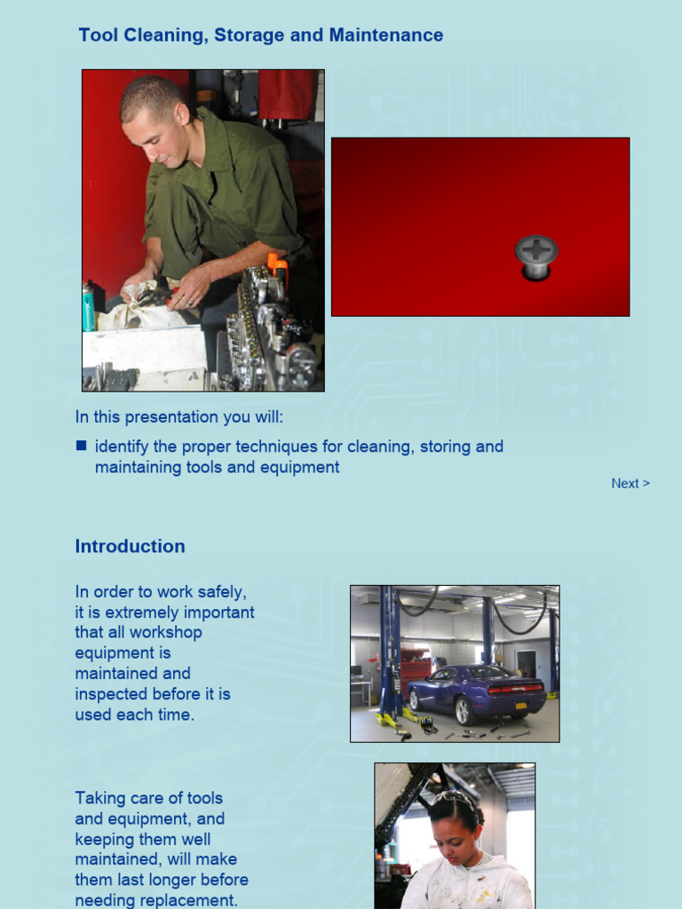 Tool Cleaning, Storage, and Maintenance | PDF | Calibration ...
