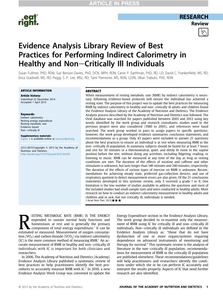 Evidence Analysis Library Review of Best Practices for Performing ...