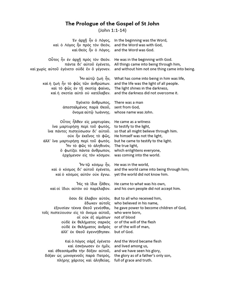 John Prologue (Greek and English) | PDF | Glory (Religion) | God