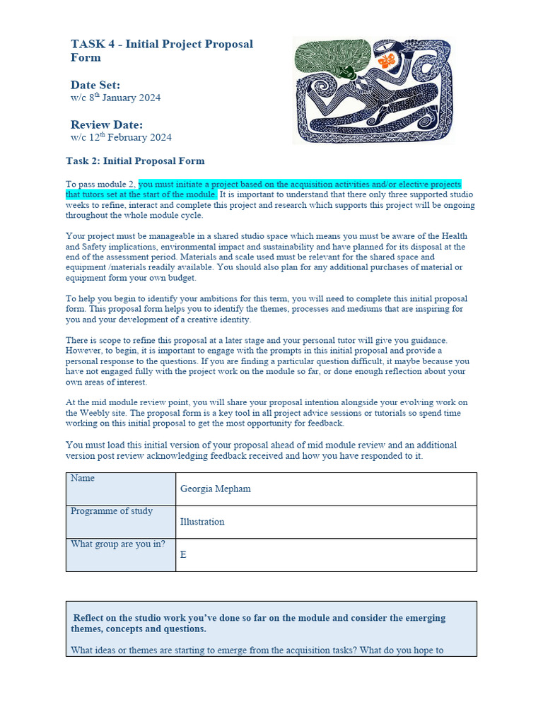 initial proposal form 2023 24 3 | PDF | Workload | Drawing
