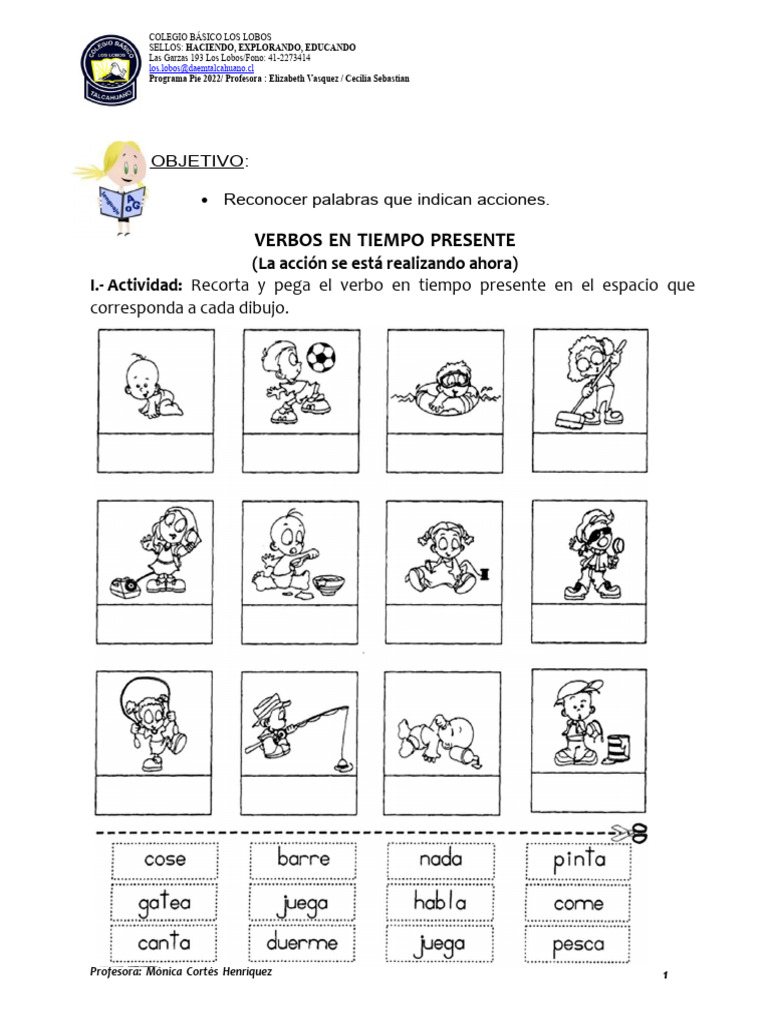 Actividades de Verbos para Niños | PDF