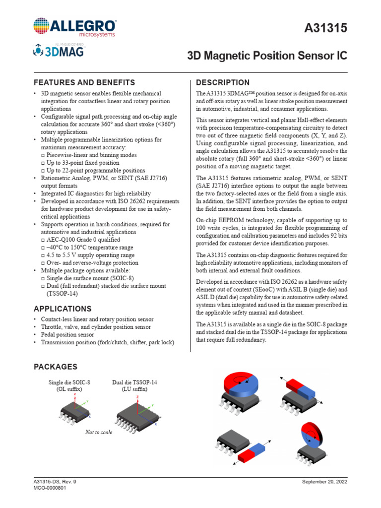 A31315 Datasheet | PDF | Physical Sciences | Electronic Engineering