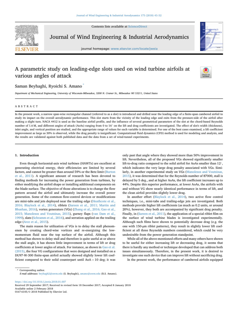 Parametric Study Leading Edge Slots On Wind Turbine Sheesh | PDF | Lift ...