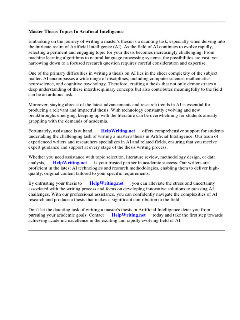 Master Thesis Topics in Artificial Intelligence | PDF | Artificial ...