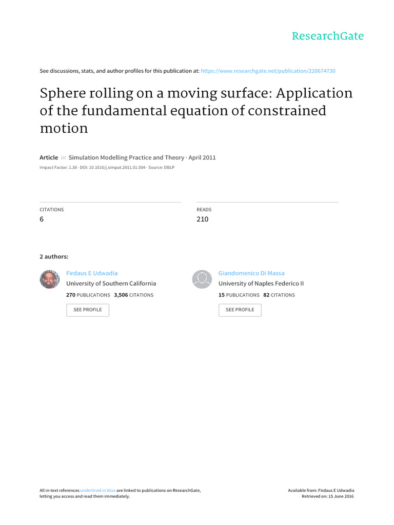 Sphere Rolling On A Moving Surface | PDF | Matrix (Mathematics ...