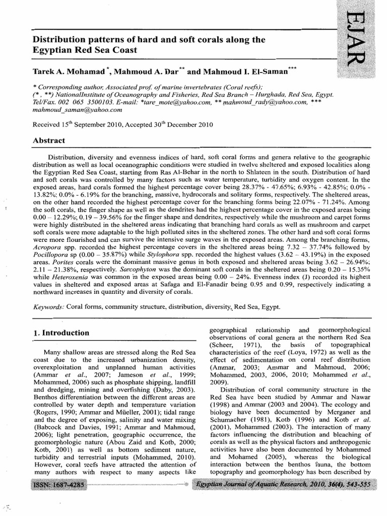 Coral Distribution in the Egyptian Red Sea | PDF | Coral Reef | Red Sea