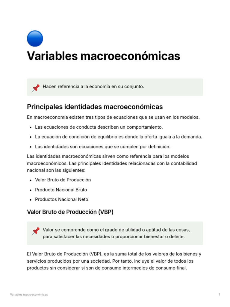 Variables macroecónomicas | PDF | Producto Interno Bruto | Macroeconómica