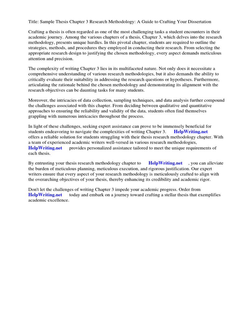 Sample Thesis Chapter 3 Research Methodology | PDF | Methodology | Scientific Method