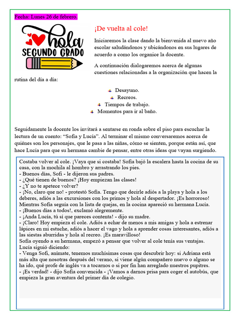 Primer Semana de Clases | PDF