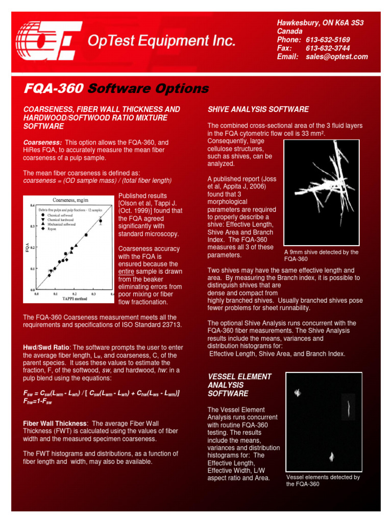 Brochure FQA-360 LDA17 SoftwareOptions | PDF | Fibers | Physical Sciences