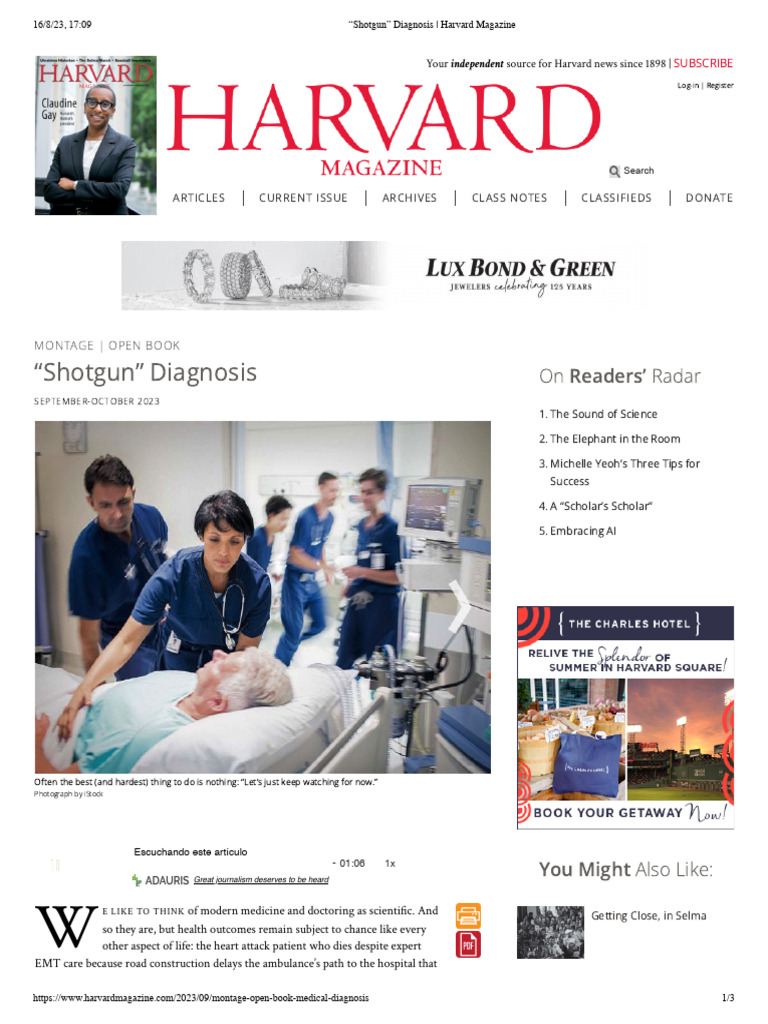 “Shotgun” Diagnosis _ Harvard Magazine | PDF | Medicine | Medical Diagnosis