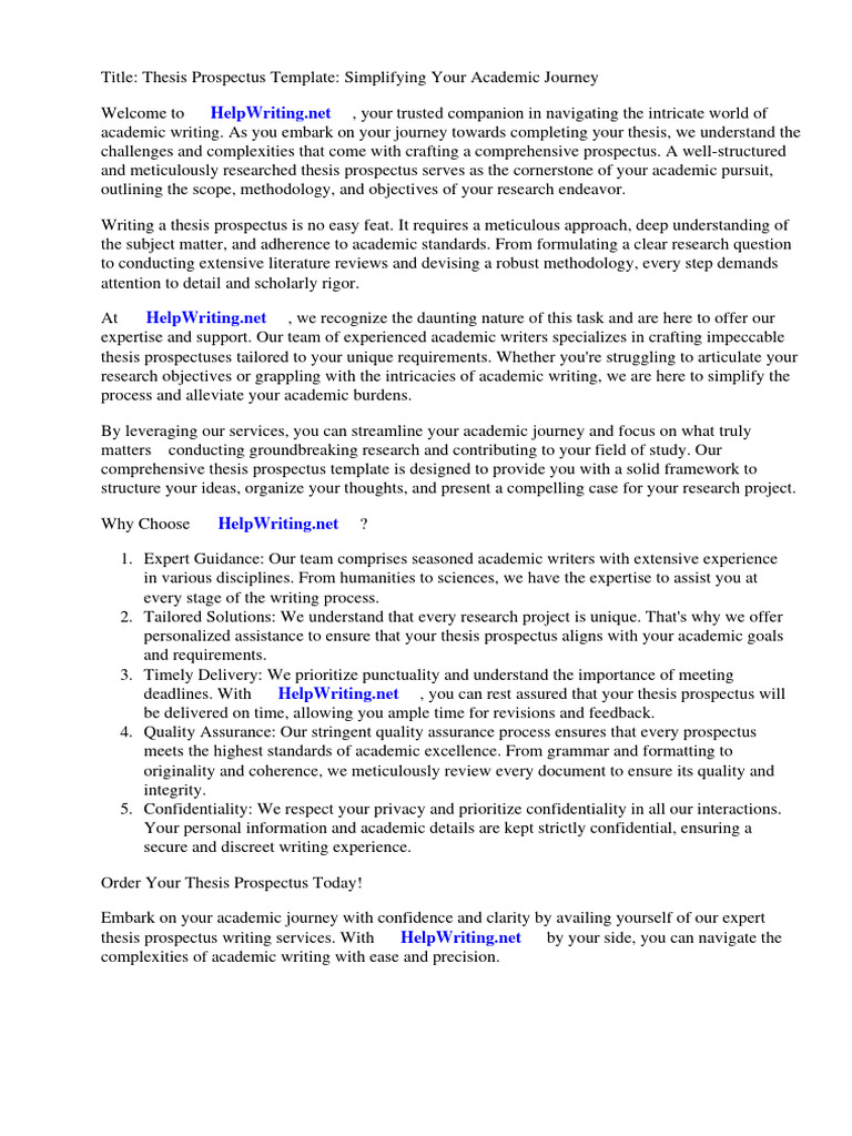 Thesis Prospectus Template | PDF | Thesis | Essays