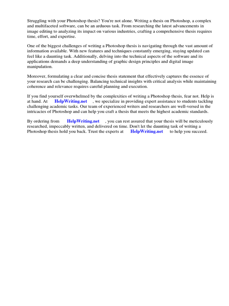 Photoshop Thesis Statement | Download Free PDF | Thesis | Essays
