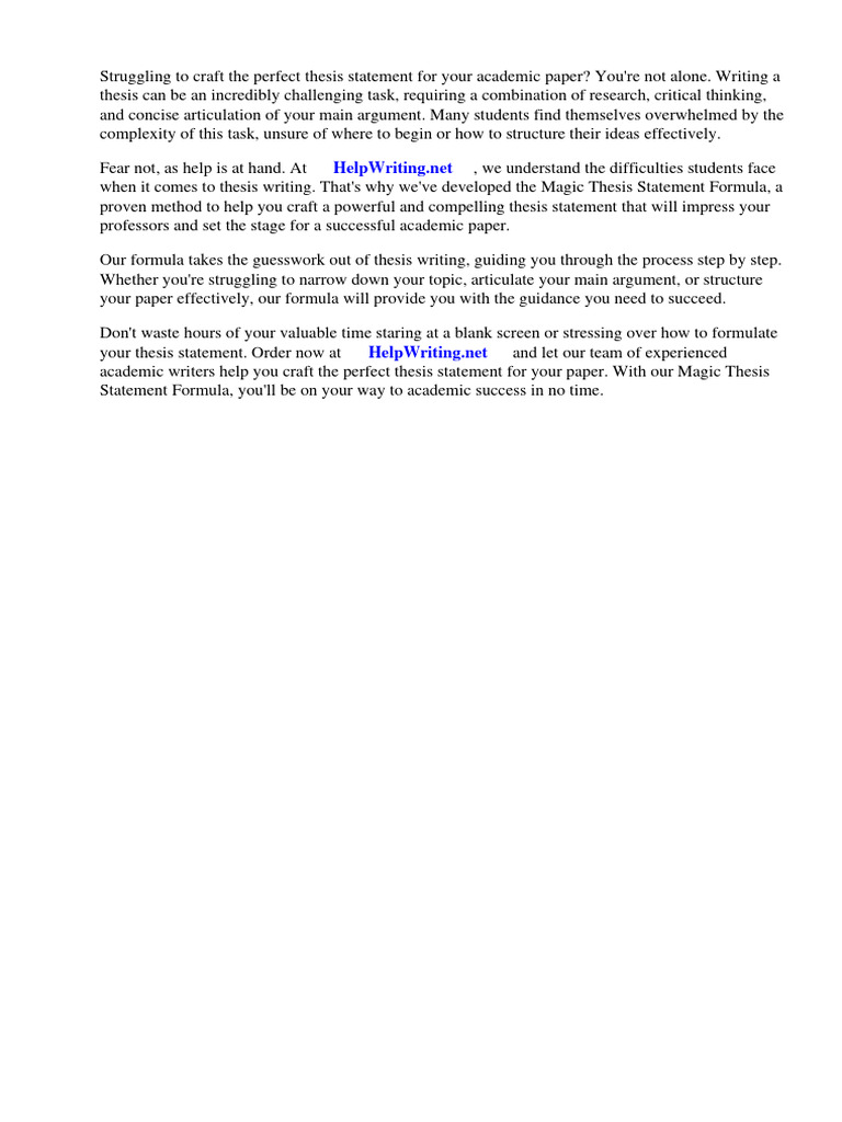 Magic Thesis Statement Formula | PDF | Essays | Thesis