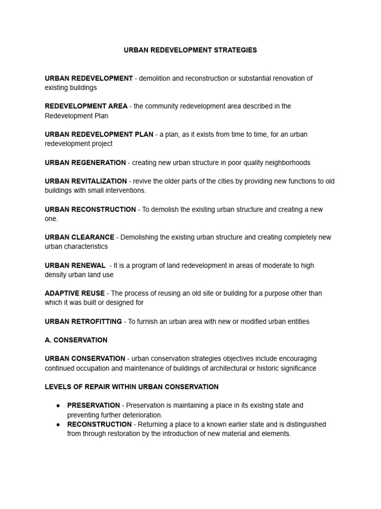 Urban Redevelopment Strategies | PDF | Urban Renewal | Urbanization