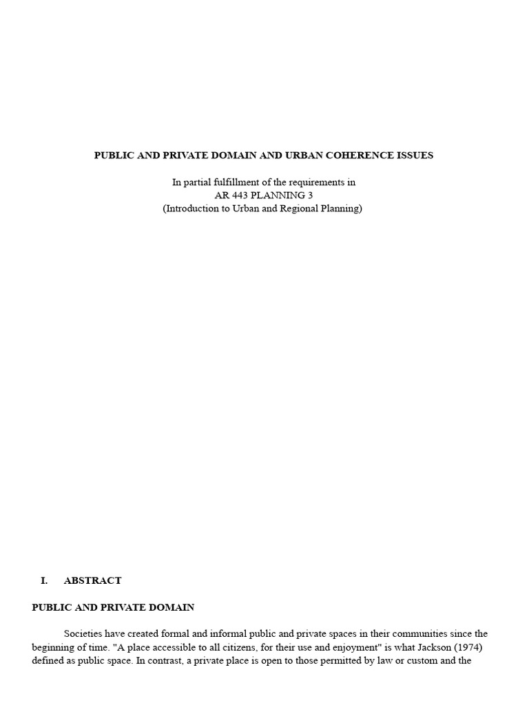 Public and Private Domain and Urban Coherence Issues | PDF | Geometry ...