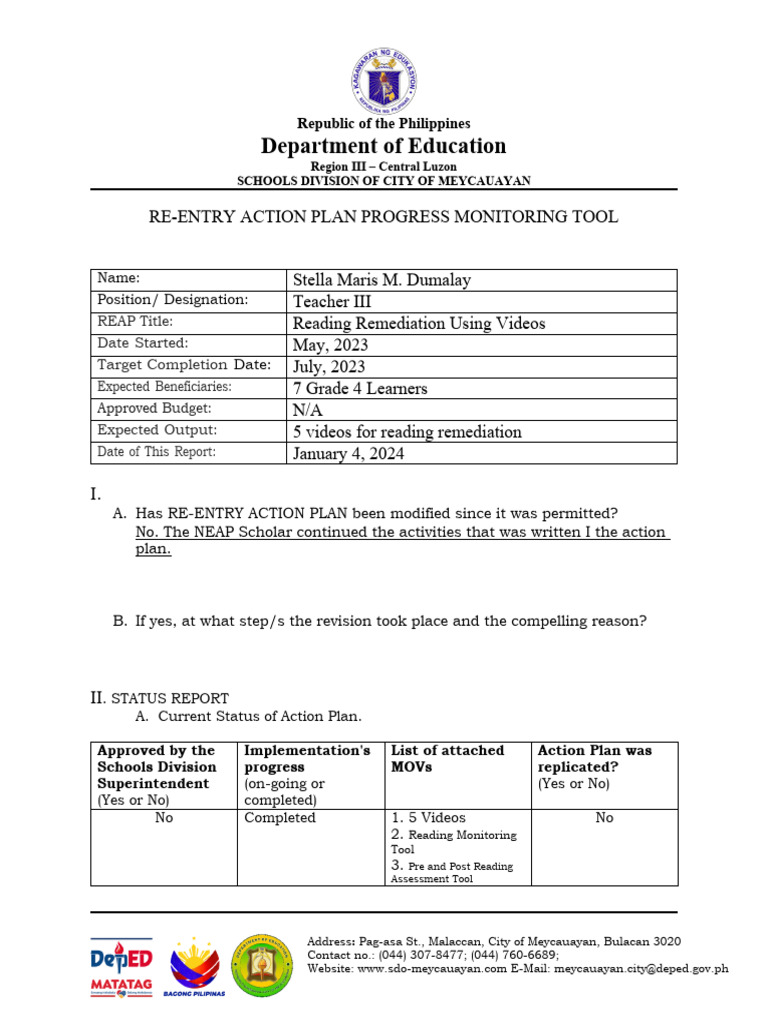Reap Progress Monitoring Evaluation Tool 2-25-23 | PDF