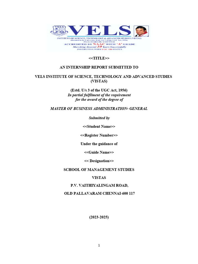 Internship - Front Pages - MBA General | Download Free PDF | Master Of ...