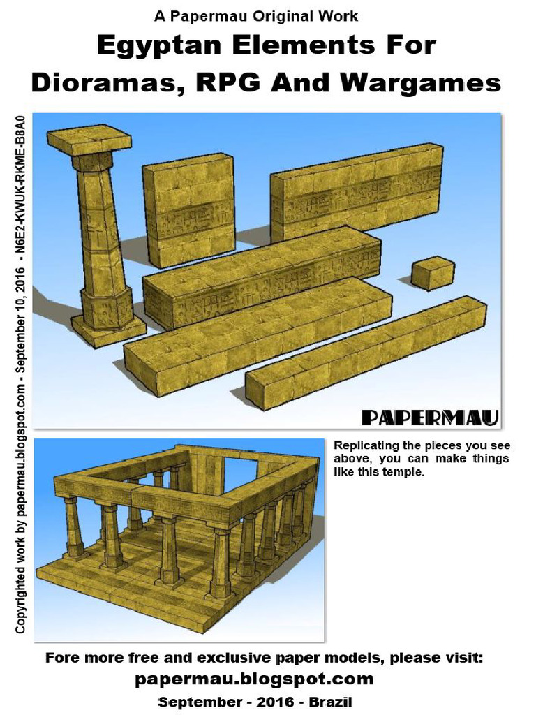 Egyptian Elements For Dioramas RPG and Wargames by Papermau 2016 | PDF