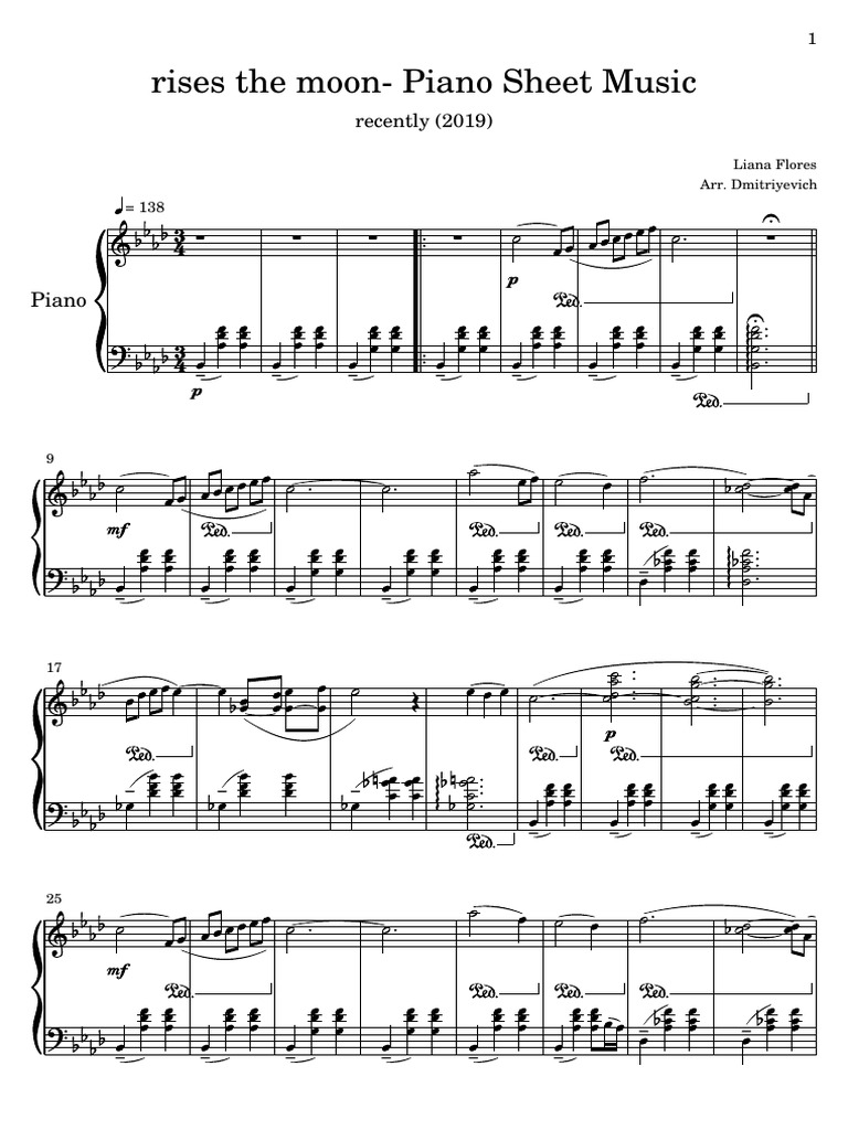Rises The Moon - Piano Sheet Music | PDF