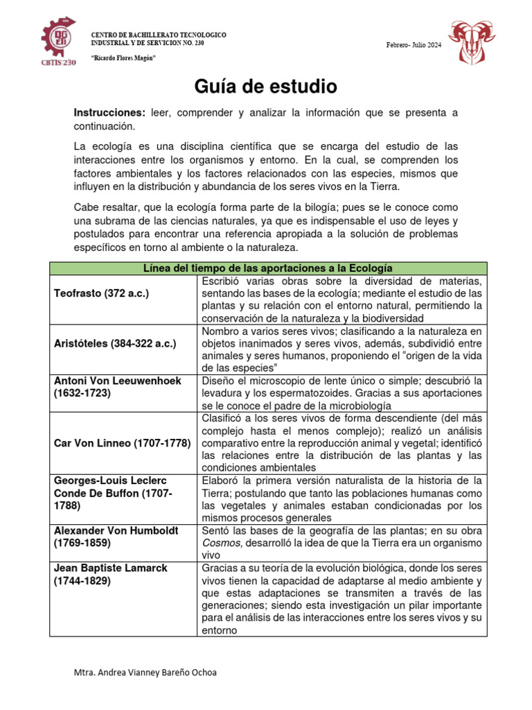 Guía de Estudio (Linea Del Tiempo) | PDF | Ecología | Entorno natural