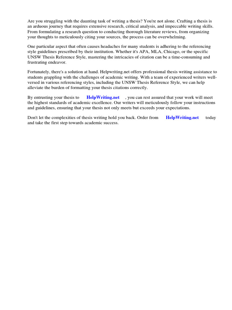 Unsw Thesis Reference Style | PDF | Thesis | Citation