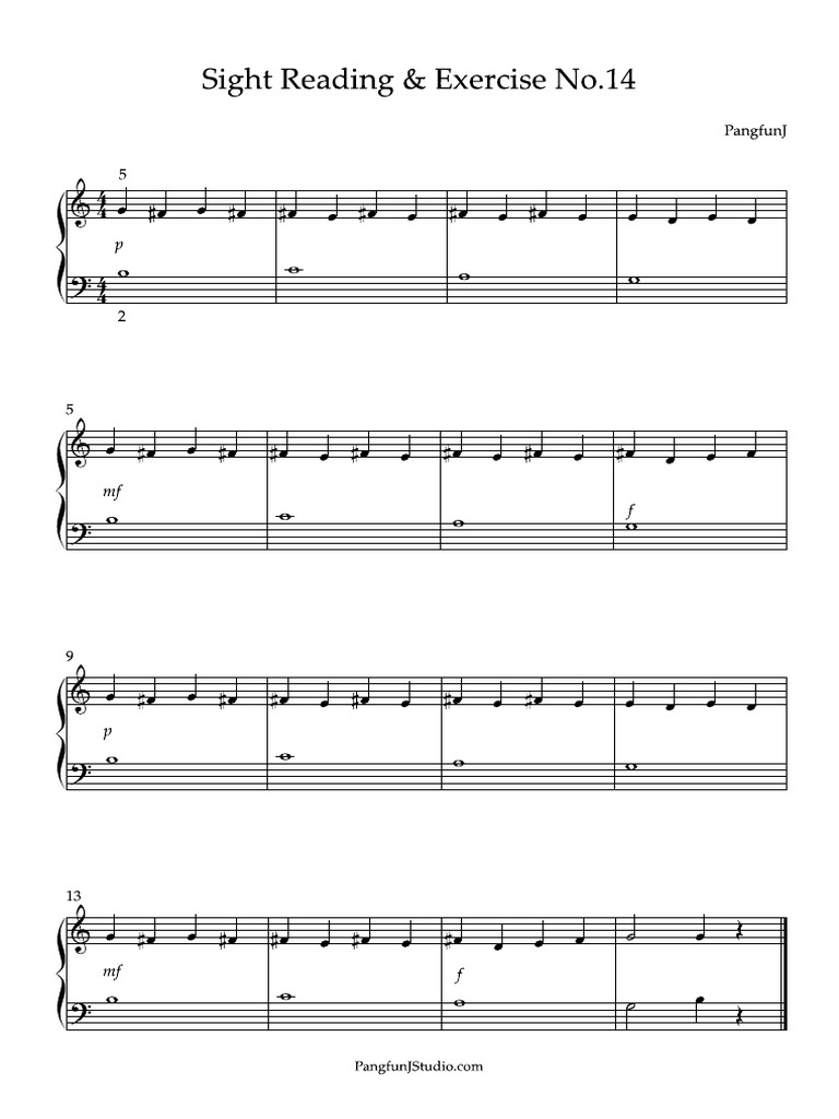 Sight Reading & Finger Exercise 14 | PDF