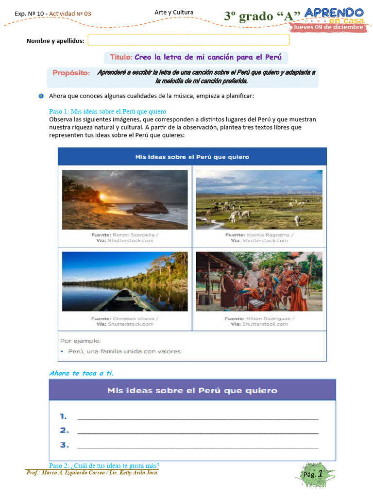 Aprenderé A Escribir La Letra de Una Canción Sobre El Perú Que Quiero y ...