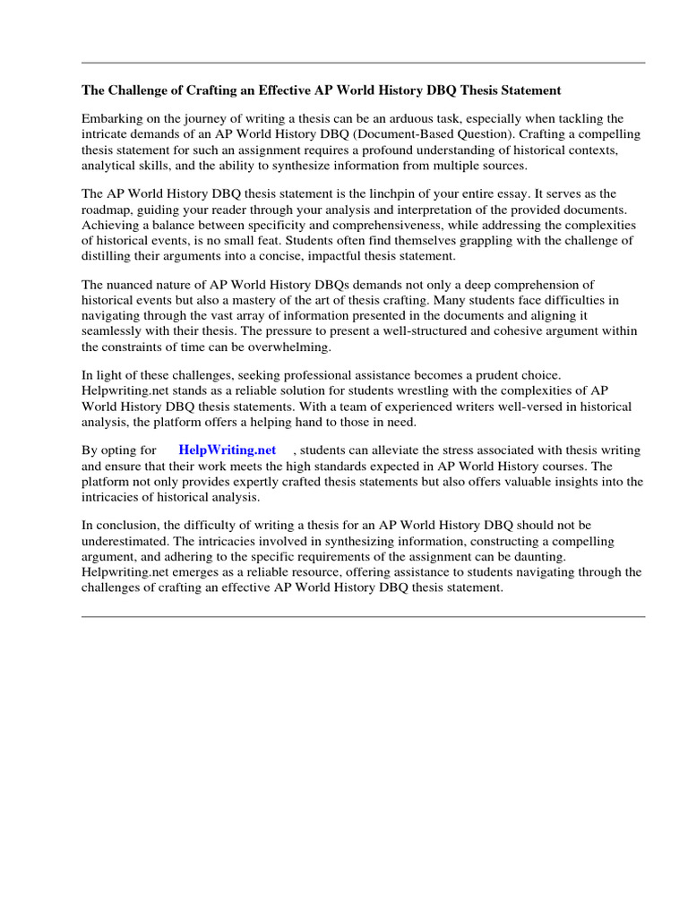 AP World History DBQ Thesis Statement | PDF | Essays | Thesis