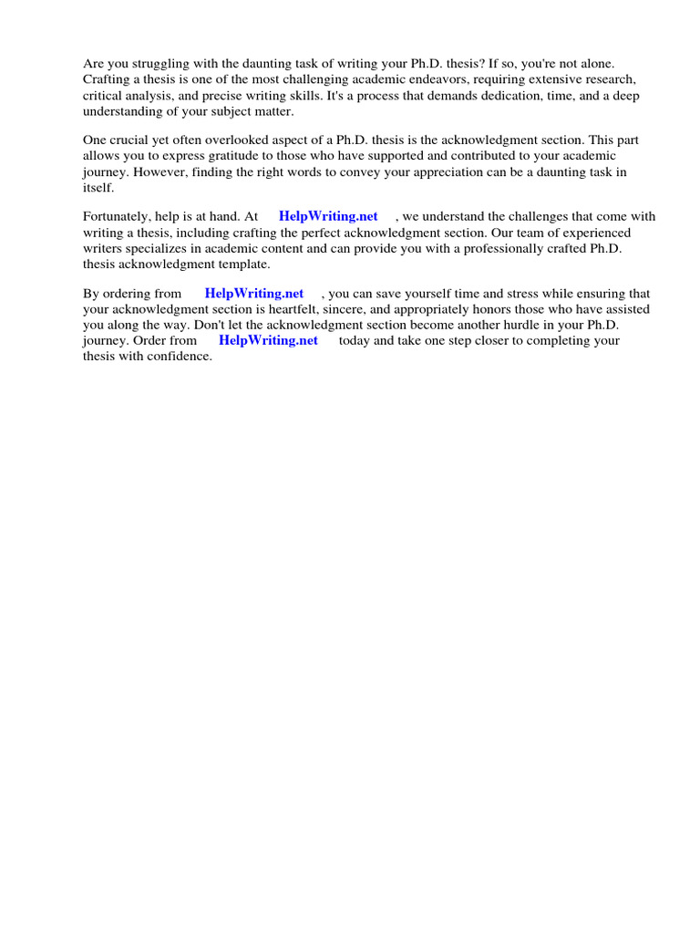 PHD Thesis Acknowledgement Template | Download Free PDF | Thesis ...