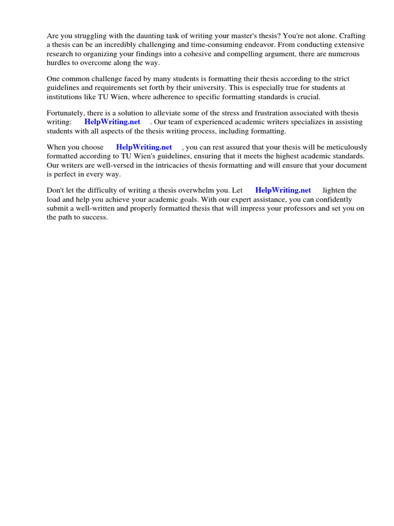 Tu Wien Master Thesis Template | Download Free PDF | Thesis ...