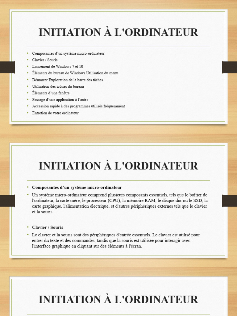 Presentation Initiation (Ordinateur) | PDF | Démarrage d'un ordinateur | Environnement de bureau