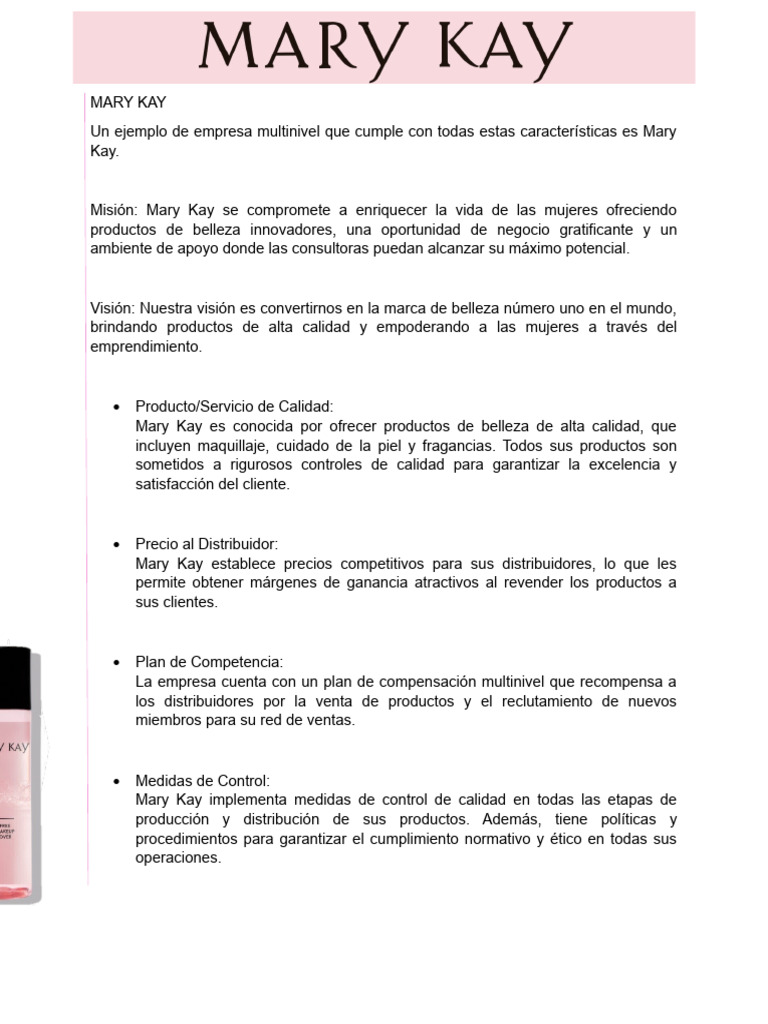 MARY KAY | PDF | Calidad (comercial) | Business