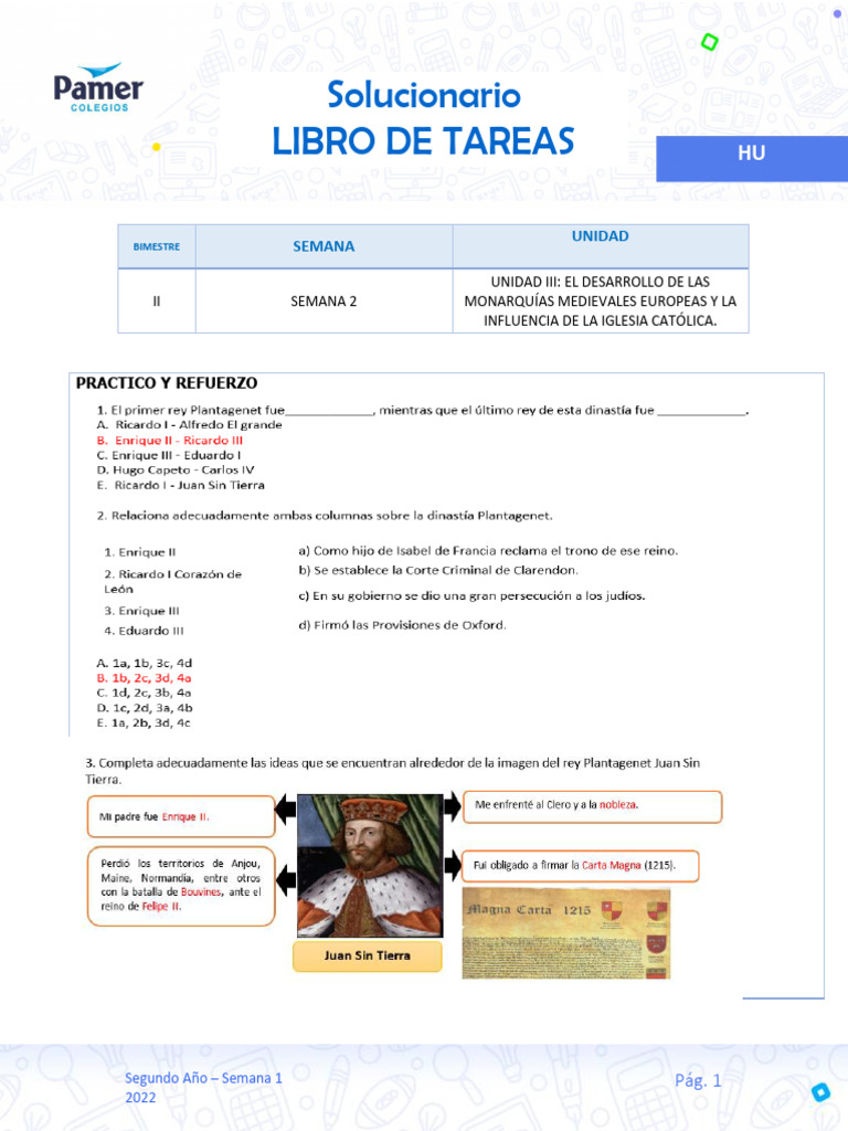 Libro Tareas 2 Grado Hu Sem 1 II Bim Solucionario | PDF