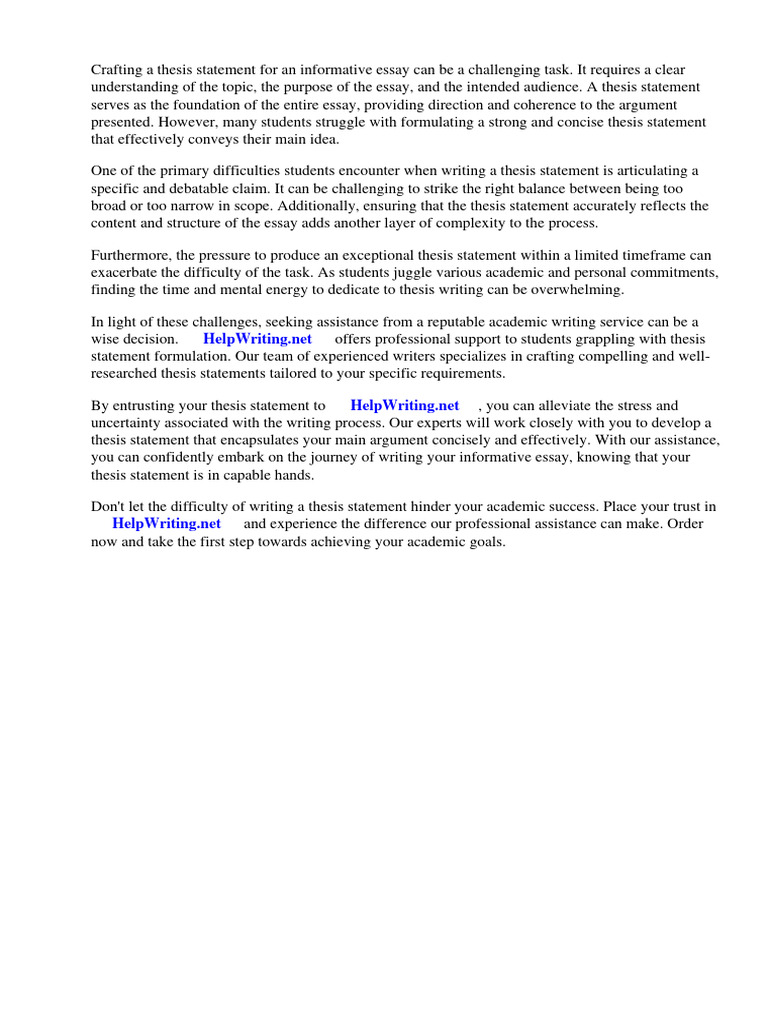 Thesis Statement For An Informative Essay | PDF | Essays | Thesis