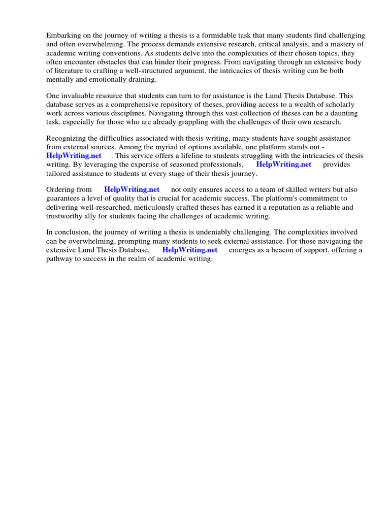 Lund Thesis Database | PDF | Thesis | Doctor Of Philosophy