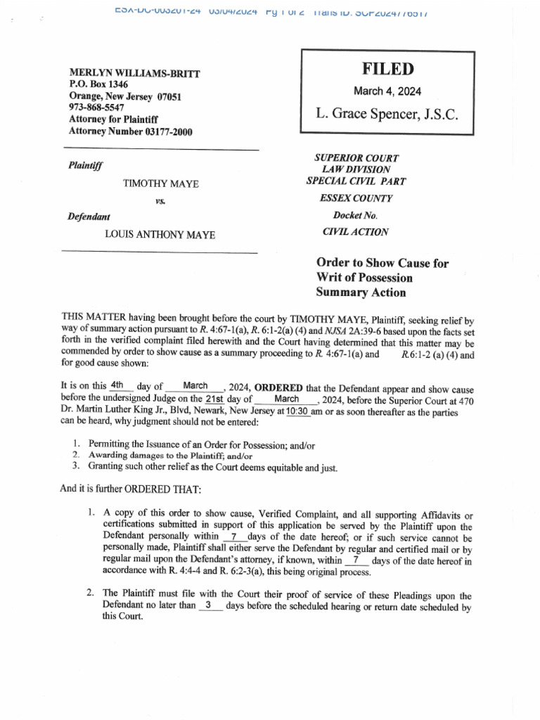 Document - 2024-03!12!195304-2nd Order To Show Cause For A Hearing To ...
