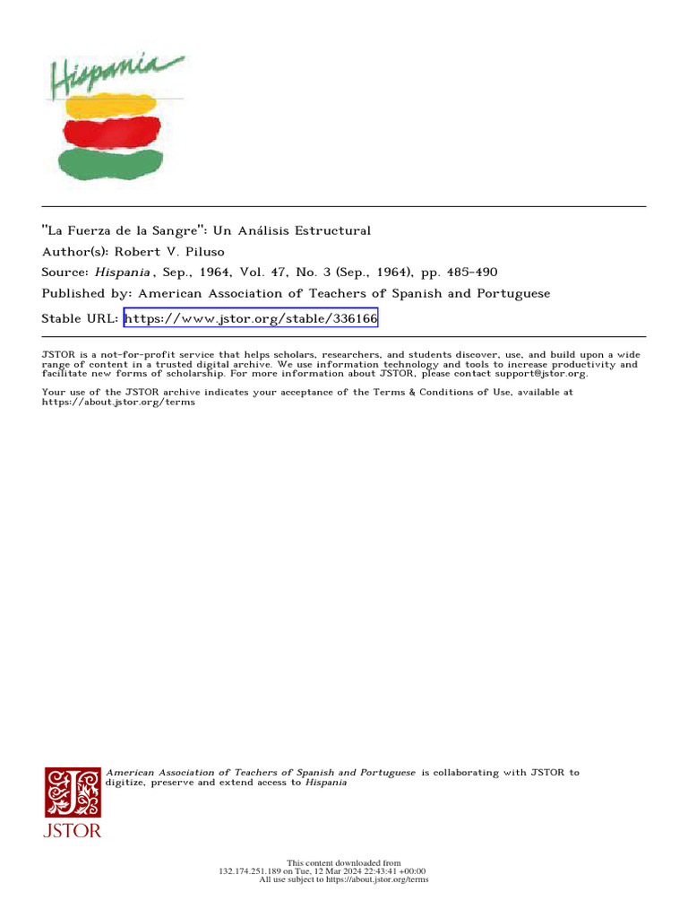 La Fuerza de Al Sangre Un Análisis Estructural (Robert v. Piluso) | PDF ...