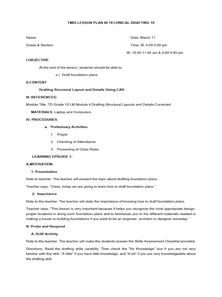 Technical Drafting Lesson Plan: Foundation Plans | PDF | Computer Aided ...